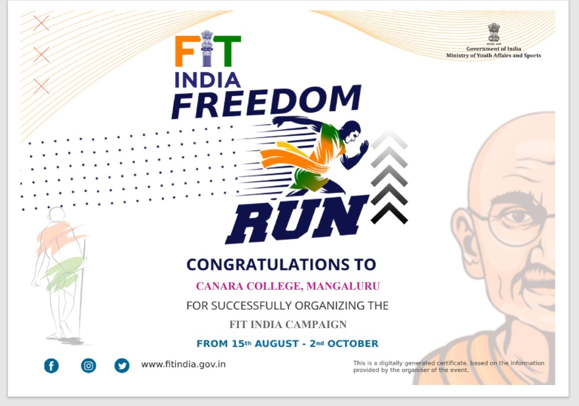 Fit India Movement Campaign – 2020 | Canara College, Mangaluru