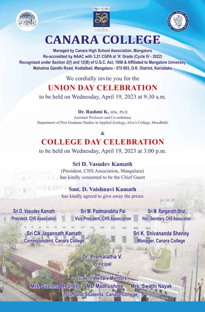 Union Day and College Day Celebration 2023 | Canara College, Mangaluru