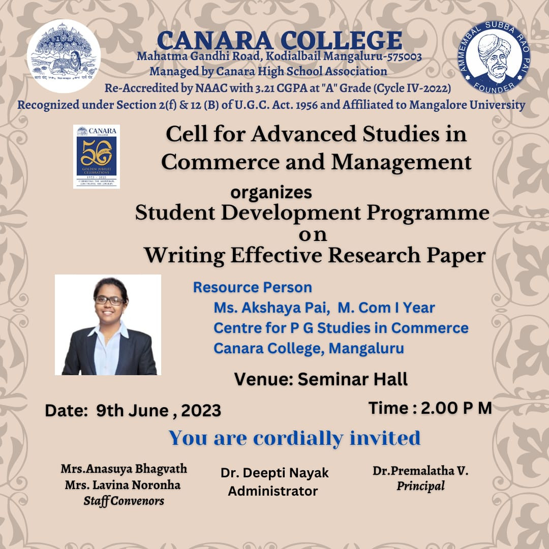 Student Development Programme on Writing Effective Research Paper ...